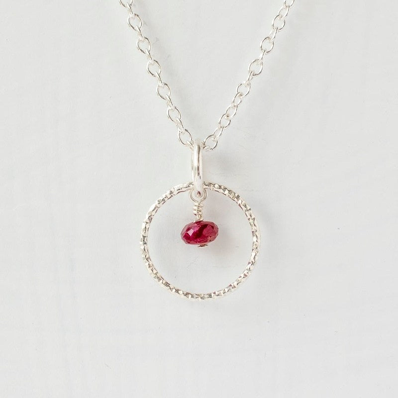 Ruby Sparkly Slim Circle Pendant in Silver or Gold – Sarah de Larrinaga Jewellery